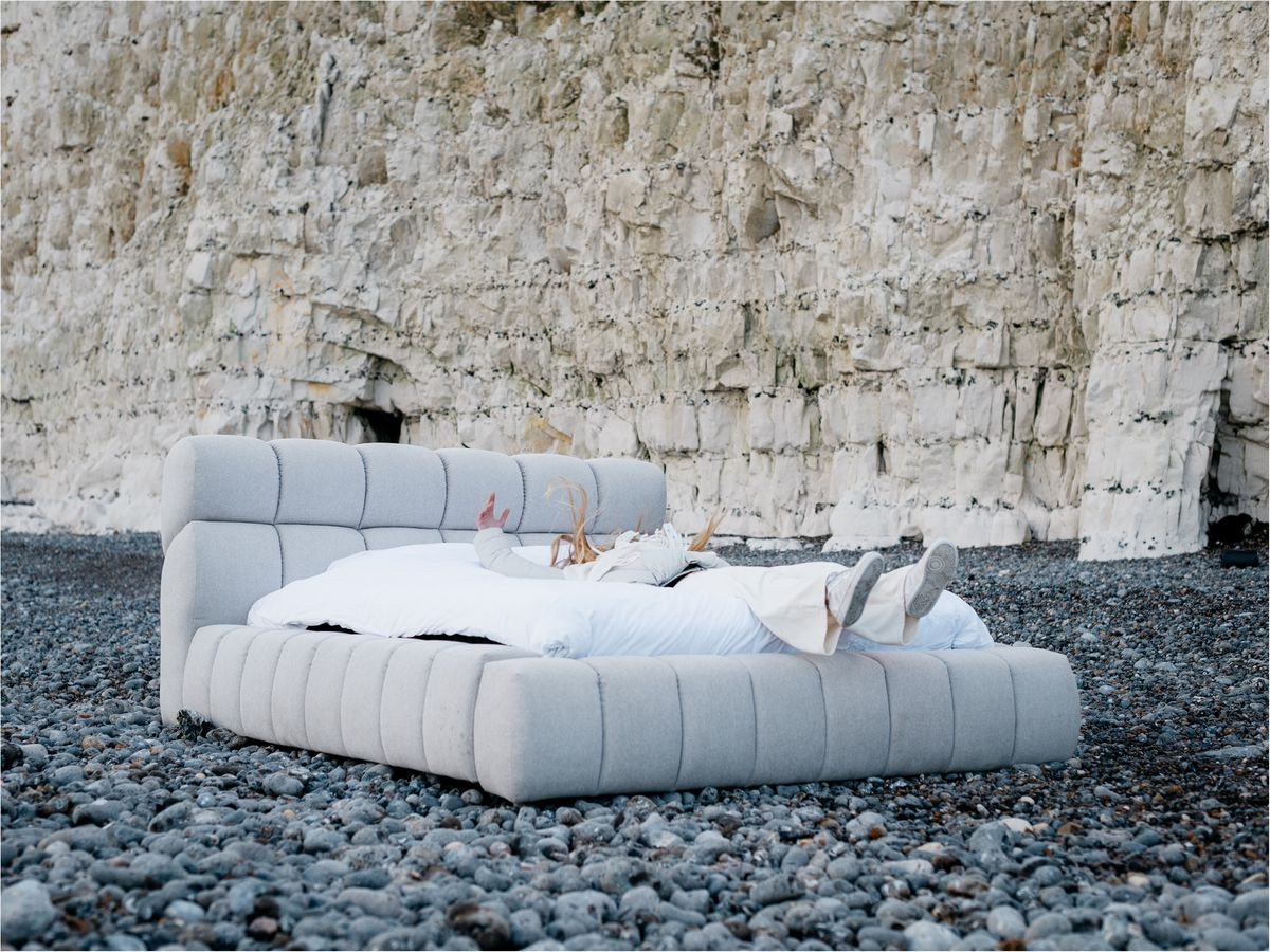 Lit coffre MONT-BLANC tissu chiné| BOBOCHIC