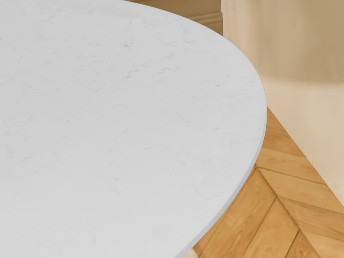 Table à manger ovale 200 cm BARTHELEMY plateau quartz effet marbre ...
