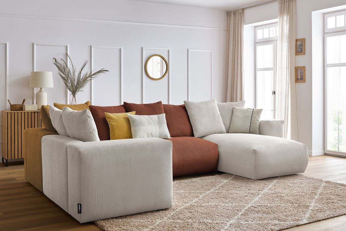 Canapé panoramique fixe modulable VOLTAIRE 1 méridienne, 1 chauffeuse 2 ...