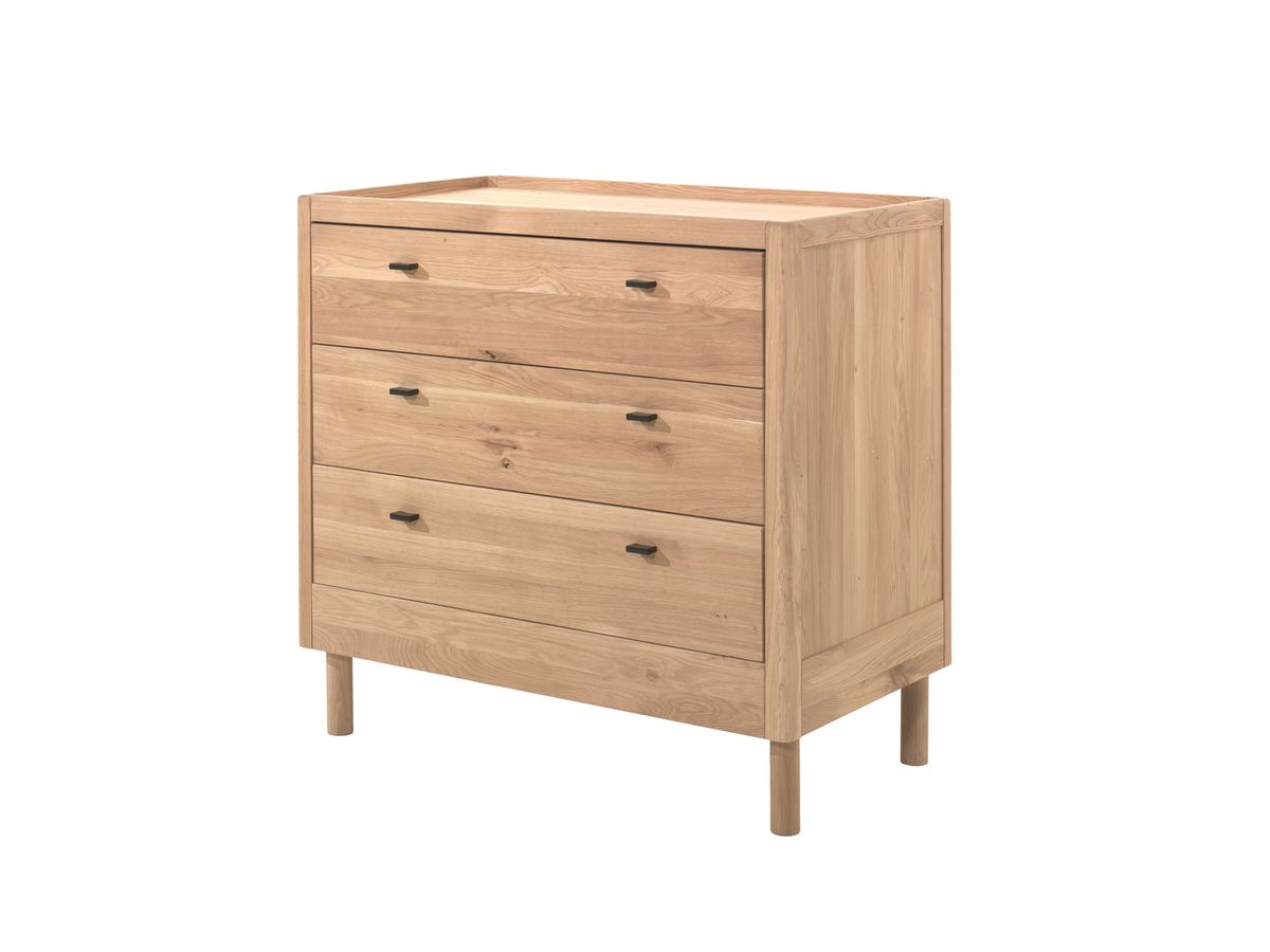 Commode 3 tiroirs 100 cm ADELIA bois massif de chêne | BOBOCHIC