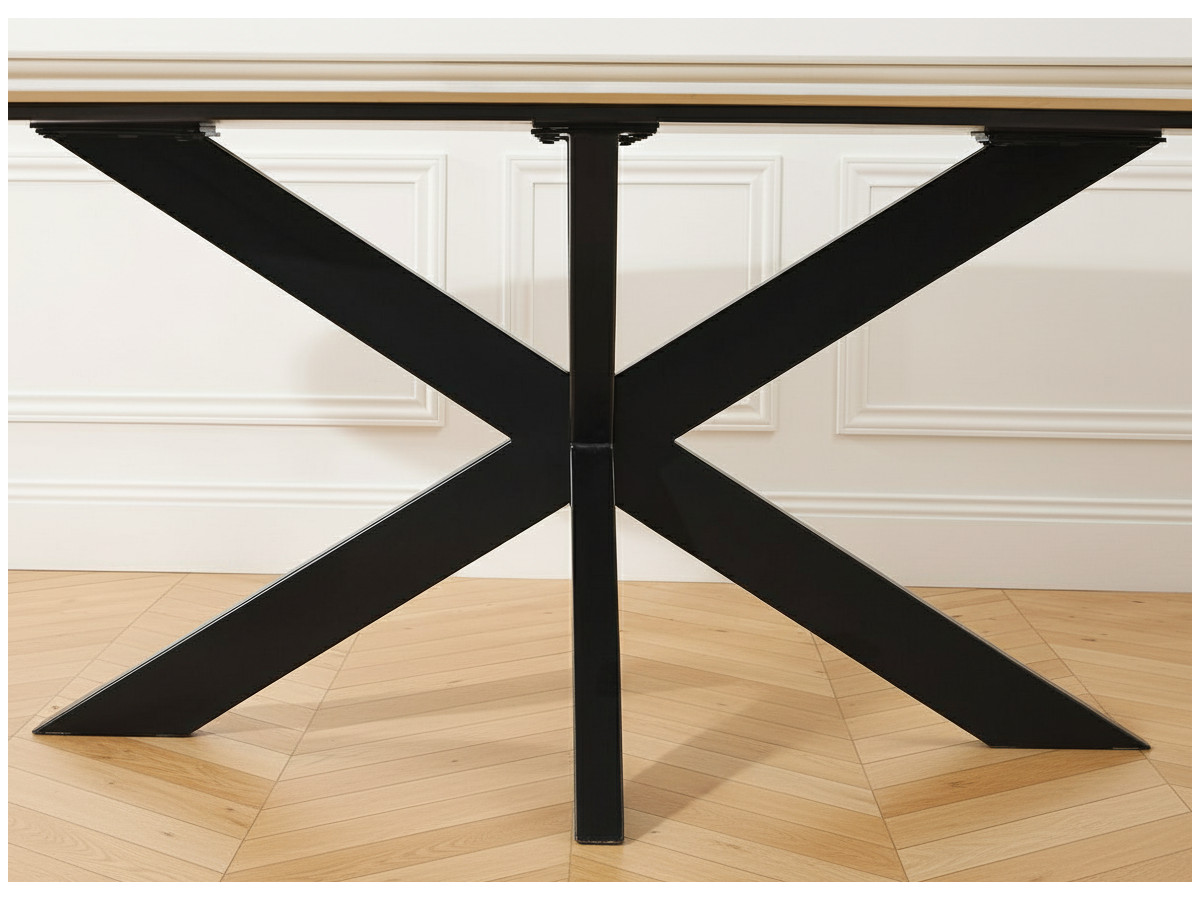 Table à manger ovale 200 cm BARTHELEMY plateau quartz effet marbre ...