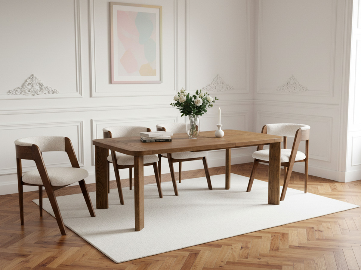 Ensemble LUMINY avec table à manger extensible 150 à 210 cm + chaises ...